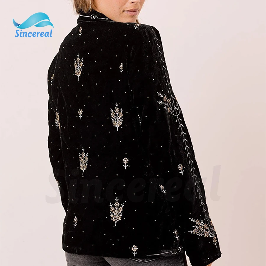 Women Outerwears Custom Ladies Elegant Blazers Jacket Velvet Fancy ...