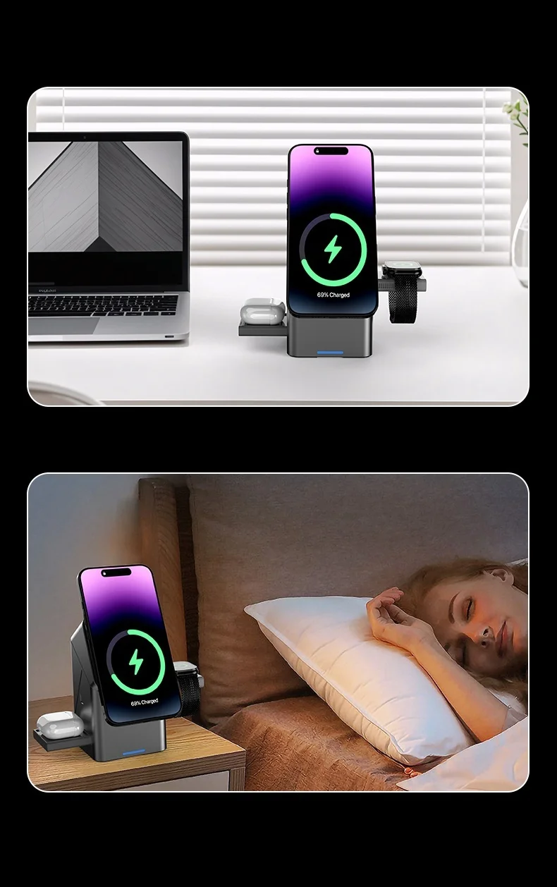 New 2025 for Home Innovative Gadgets 3 in 1 Wireless Charger Cube Phone ...