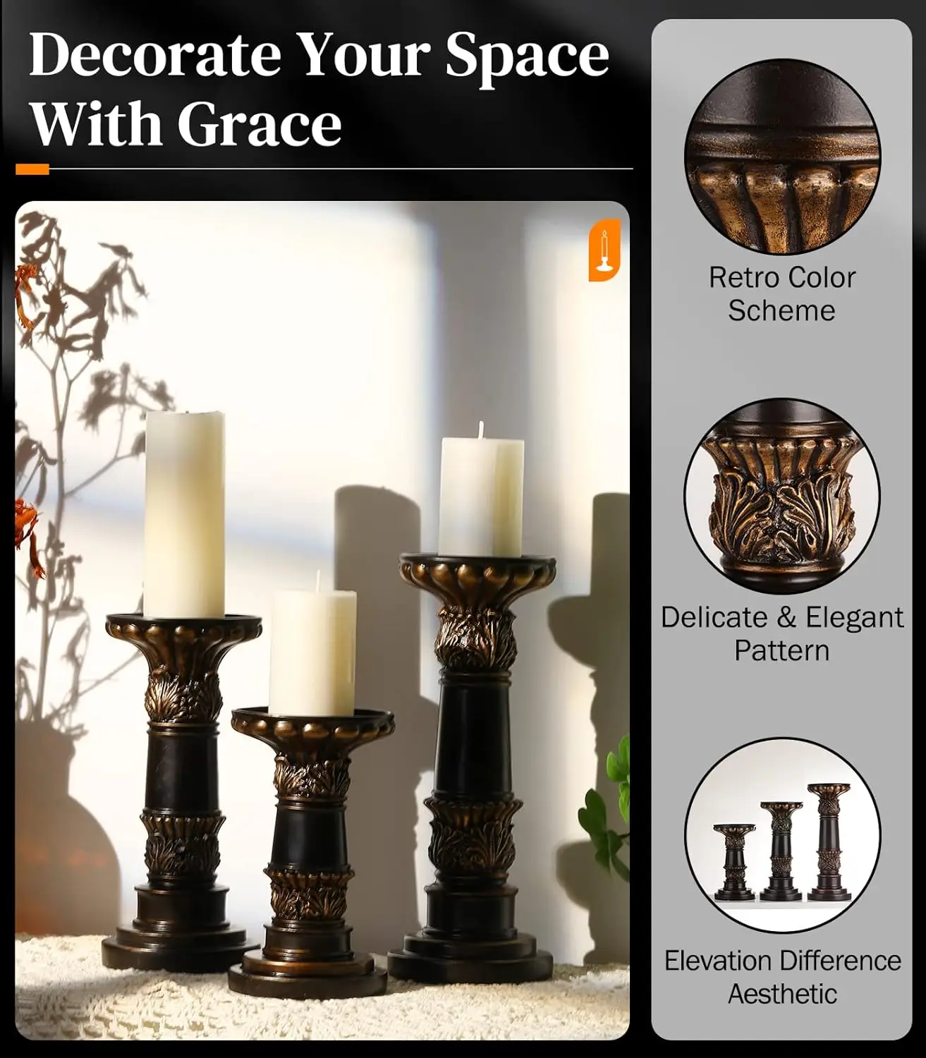 Custom Candle Holder Candlestick Black Vintage Tealight Candle Holder ...