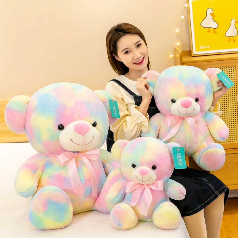 Mewaii Rainbow Hug Teddy Bear Plush Toy Skin-friendly Colorful Stuffed ...