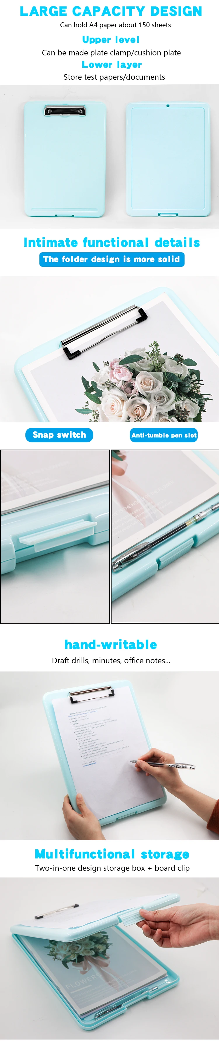 Plastic Storage Clipboard A4 A3 Color File Folder Document Box Filing ...