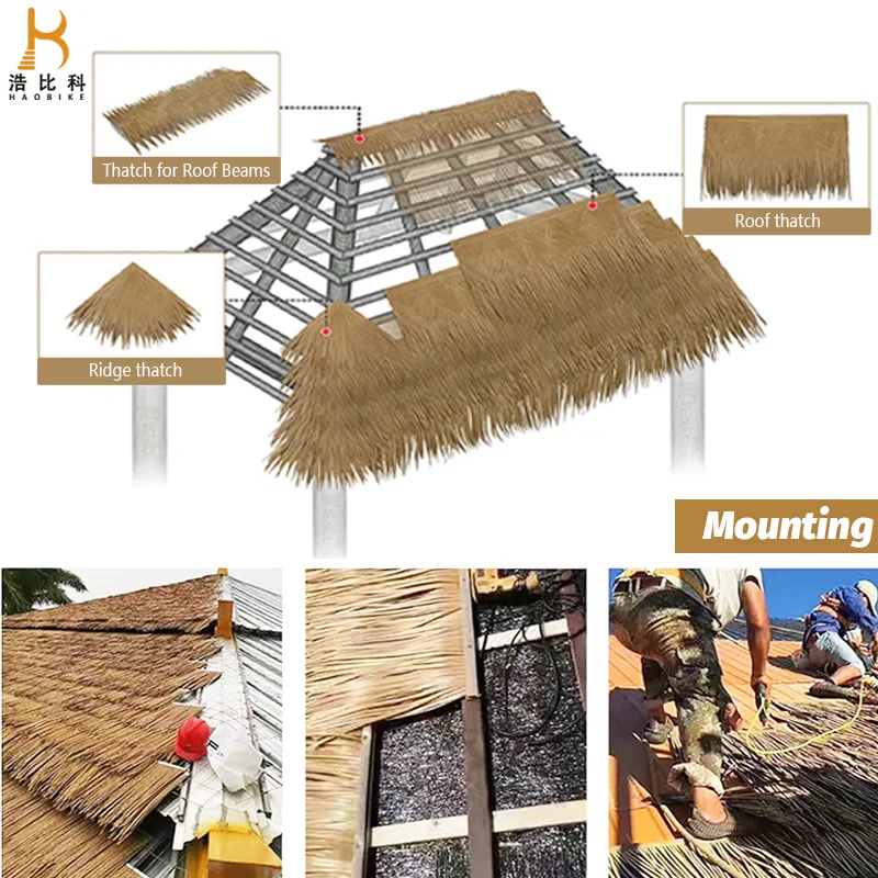 Factory Price Fireproof Artificia Roof Synthetic Thatch Plastic Palapa ...