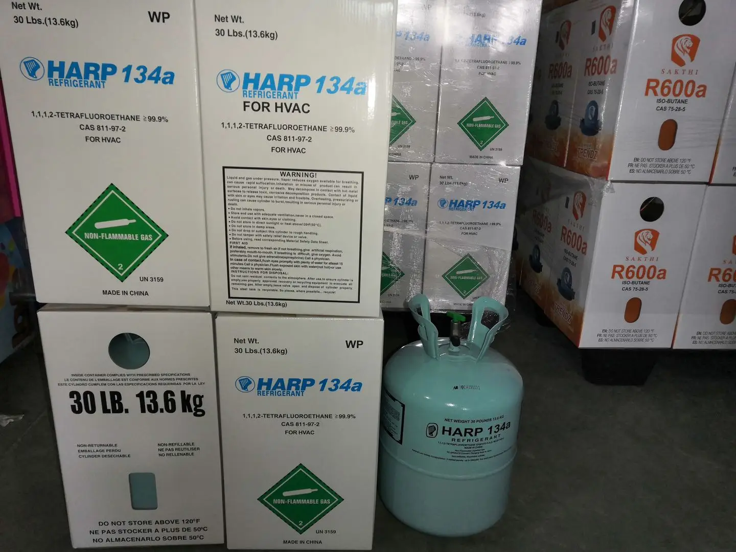 Hfc-134a/r134a Harp Refrigerant Gas Packed In 30lb 13.6kg - Buy ...