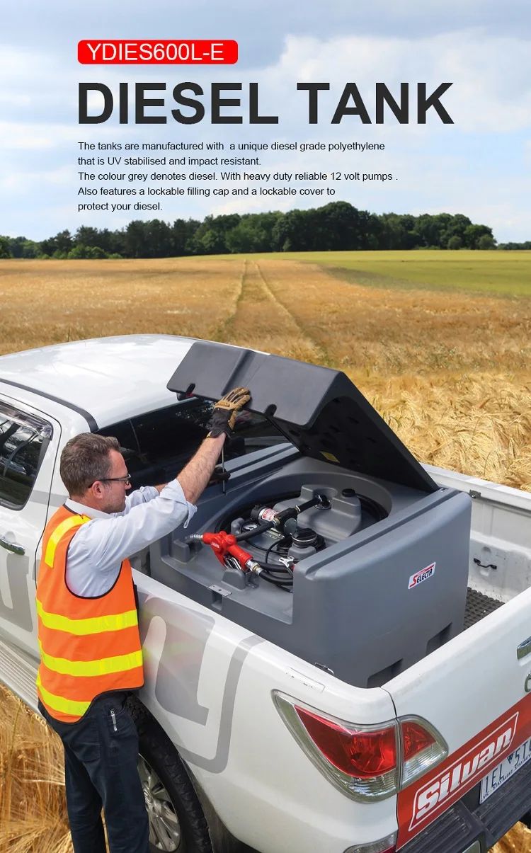 600L Diesel Tank with 12V Electric Pump for Mobile Refueling