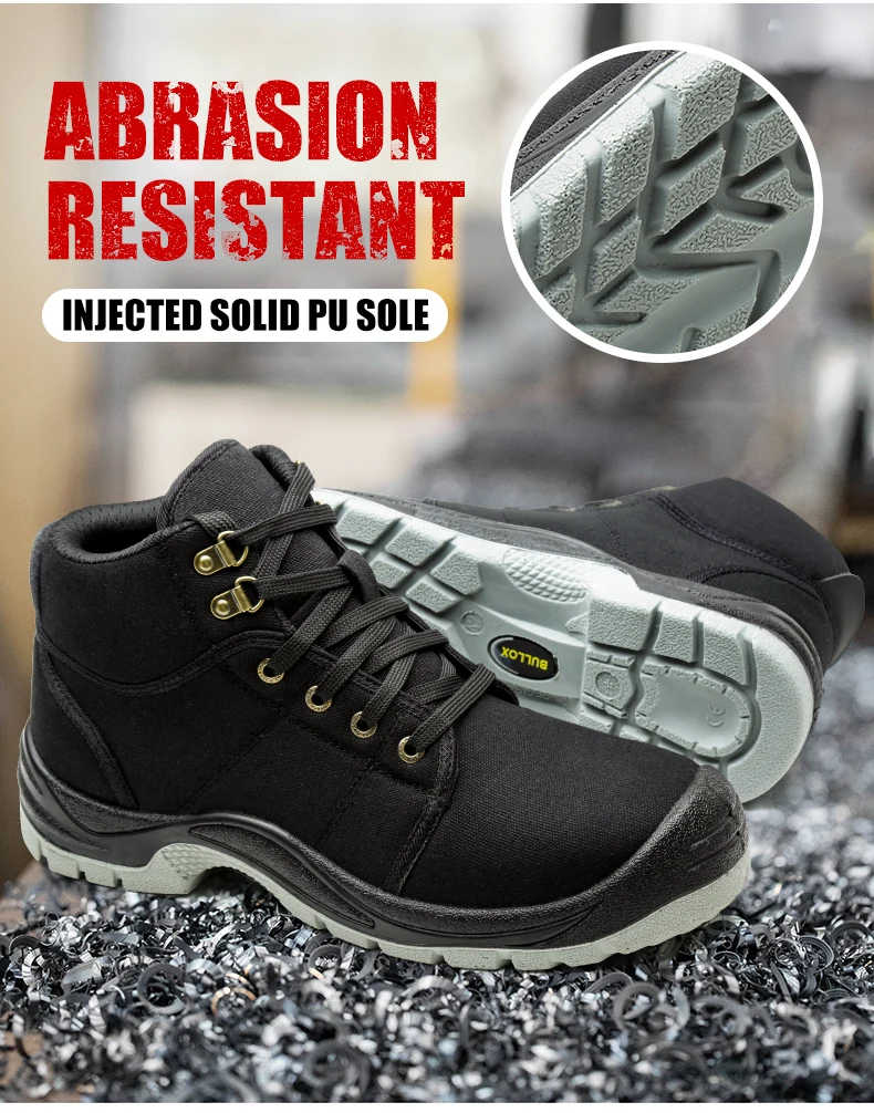 Steel Toe Work Boots for Men - Ankle Cut Canvas Shoes, Breathable ...