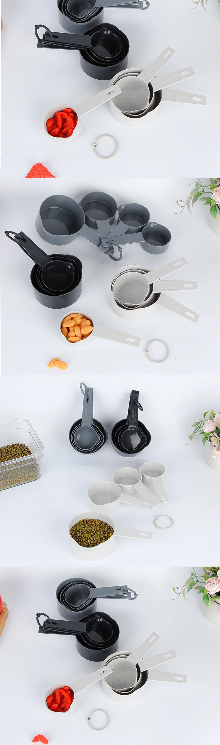 High End 4 Pcs Kitchen Tool Food Grade Plastic Wheat Straw Measuring ...