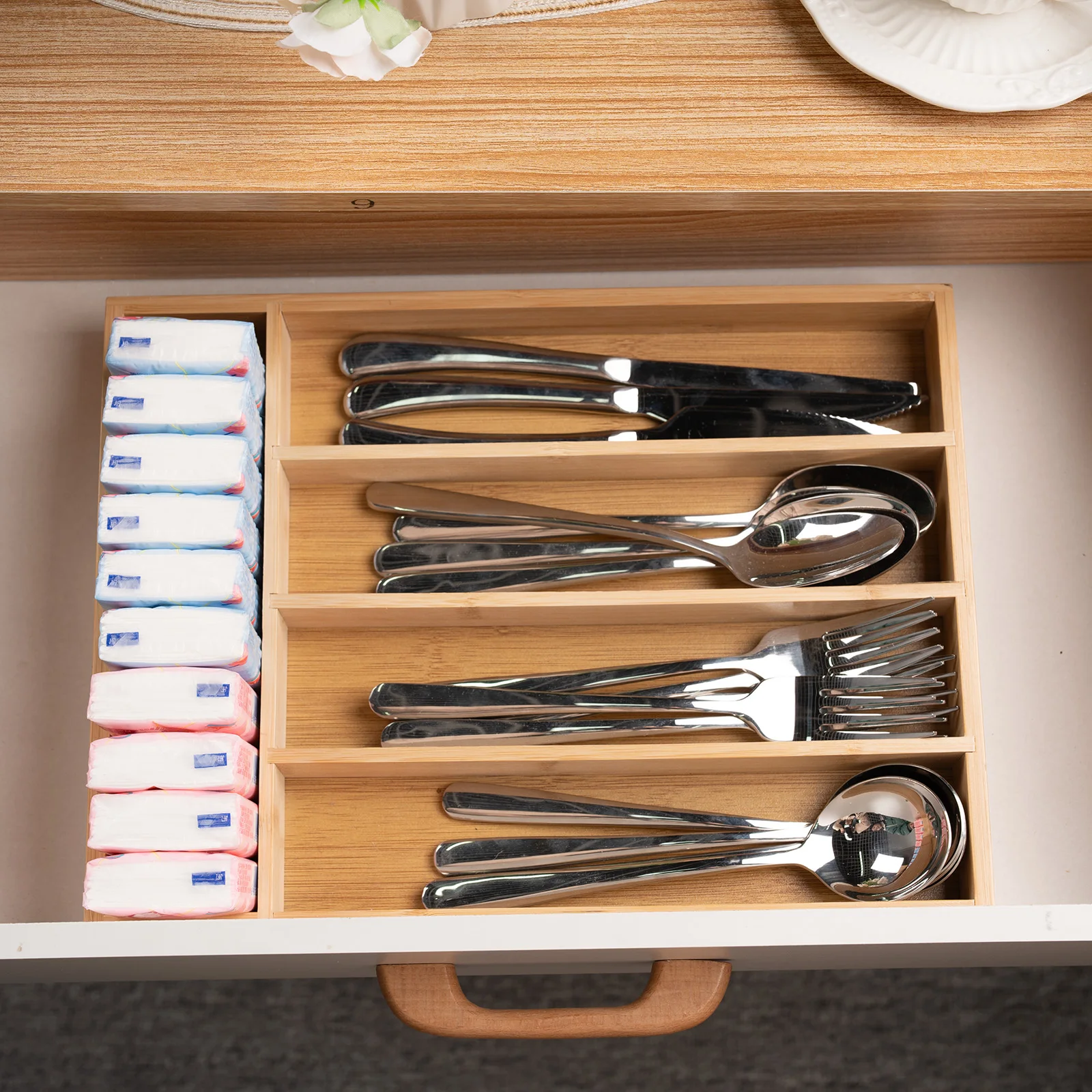 Bamboo Spoon And Fork Organizer Kitchen Accessories Utensils Bamboo ...