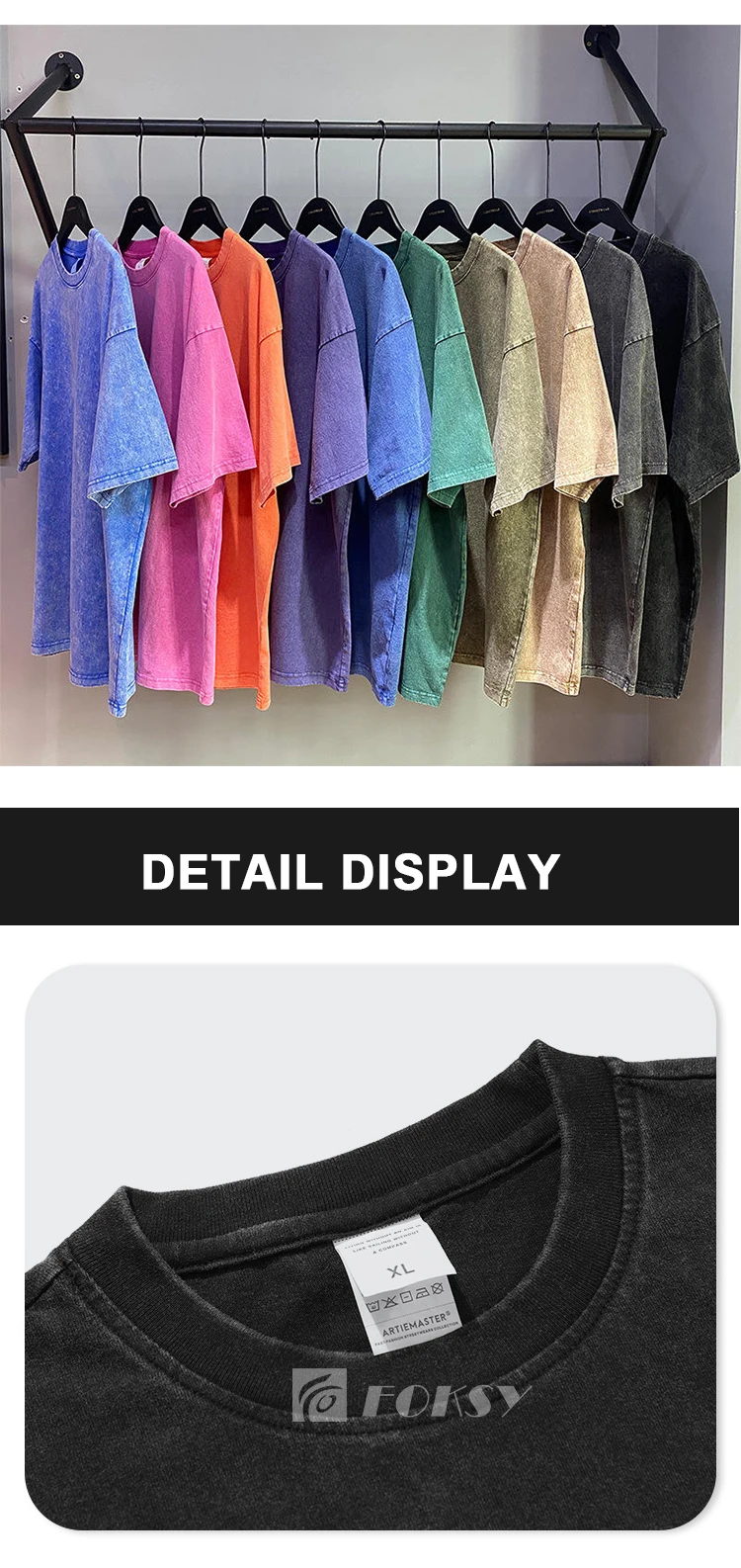 Wholesale Acid Washed Heavy Weight Blank Tee T Shirt Oversized