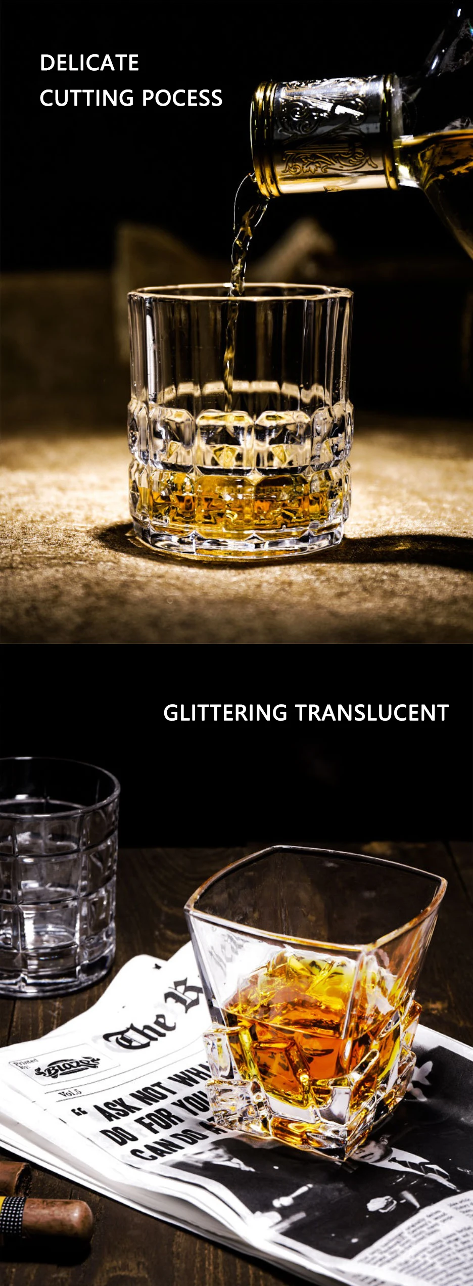 Lead-free Glass Delicate Bar Glassware Thicken Crystal Rocks Glass ...