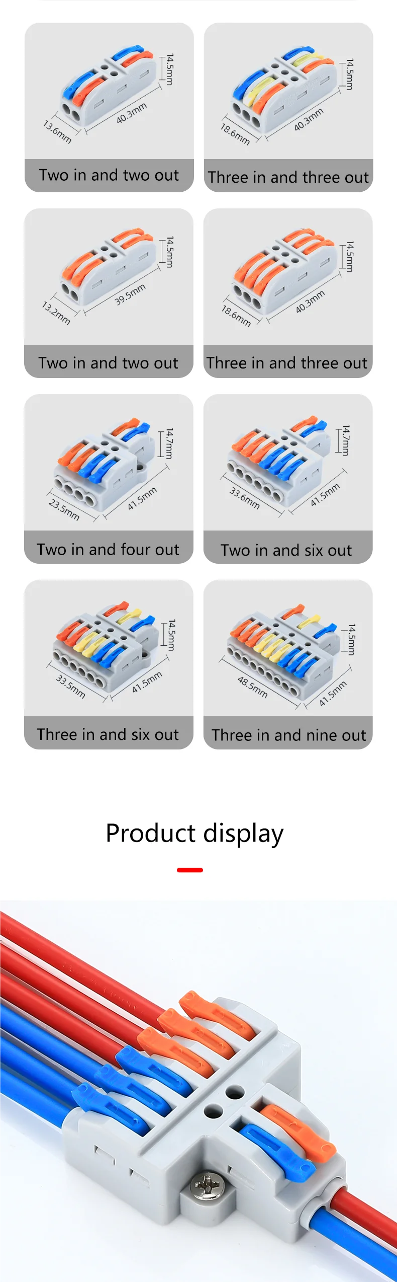 2 In 4 Wire Splice Connector 2 3 4 5pin Connectors Spl-2-4 Cable ...