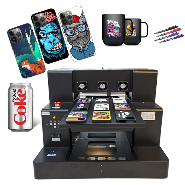 A3 Multifunctional Led Uv Flatbed Printer C+w+varnish Phone Case,Glass,Cylinder Bottle Multi ...
