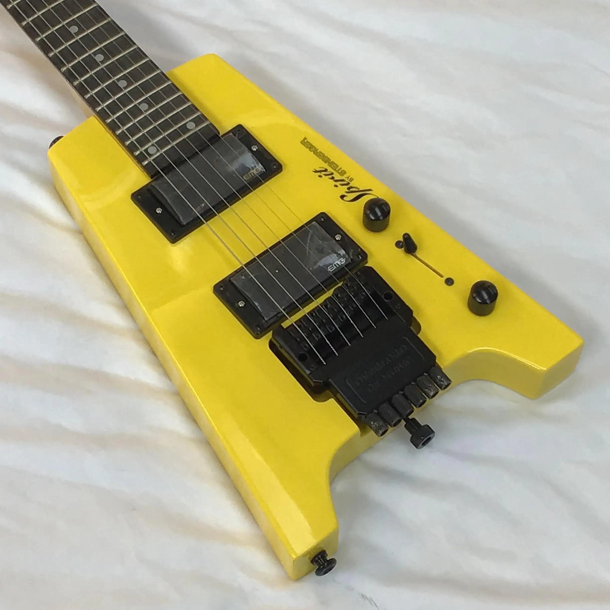 Headless Electric Guitar - Yellow Body, Solid Wood Fretboard
