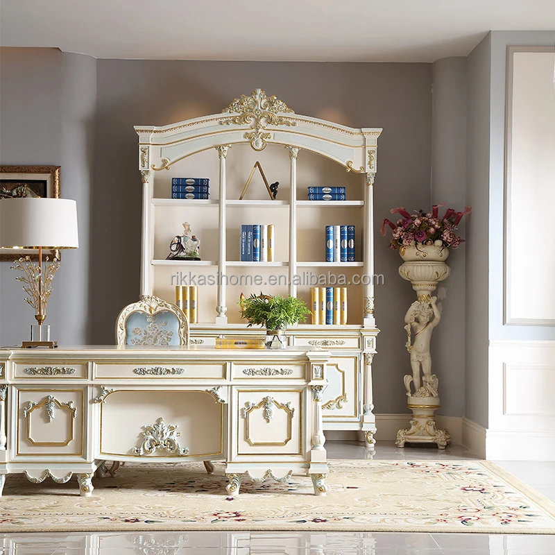 Luxury Home Office Table - Antique Rococo Hand-carving