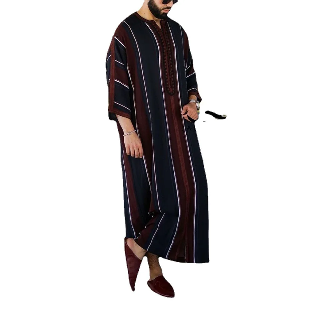 Muslim Robes Men Jubba Thobe Arabic Islamic Clothing Long Dress Saudi ...