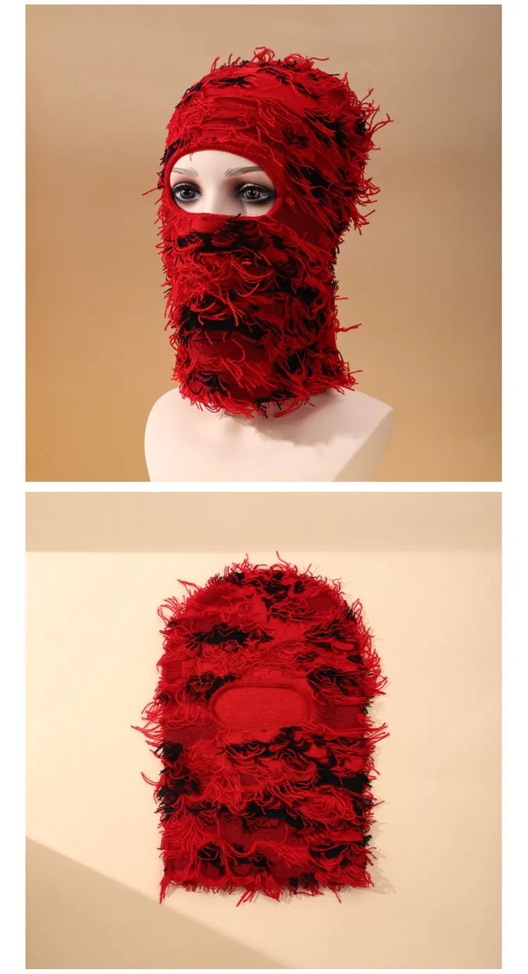 Winter Custom Distressed Designer Balaclava Beanie Hat