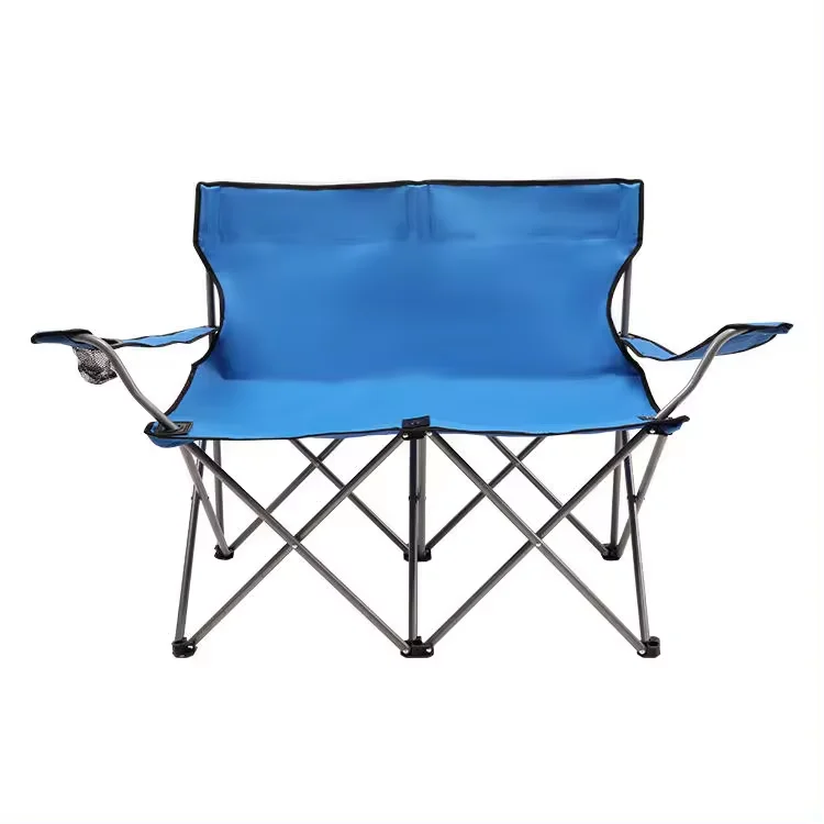 Blue Fabric Folding Double Two Seats Camping Chair Camping Chairs ...