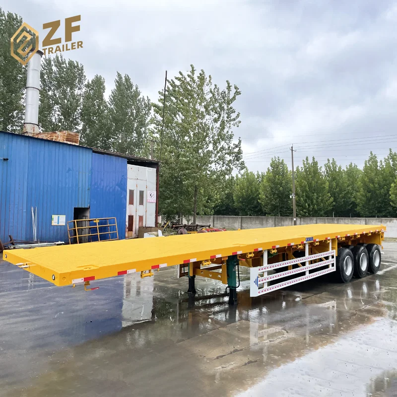 Multi-axles 60 Ton 40 Feet 12pcs Flatbed Trailers Headboard Container ...