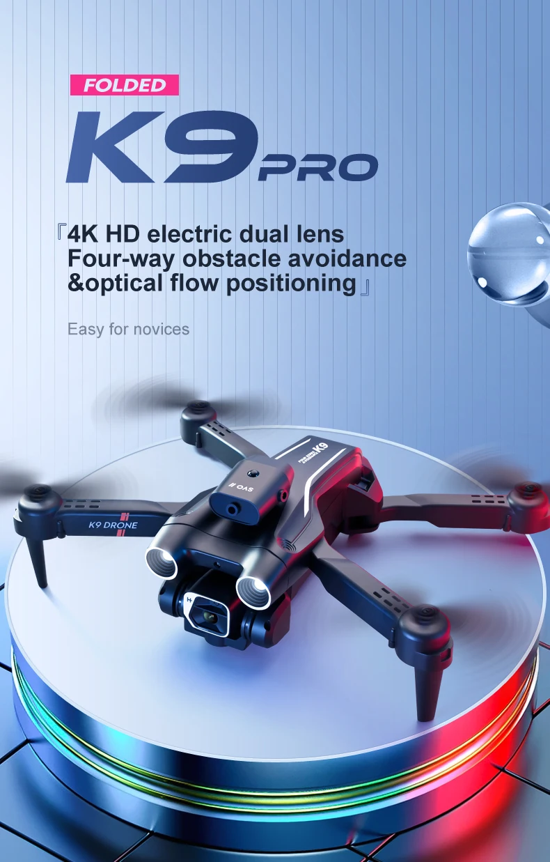 Newest K9 Wifi 4k FPV Obstacle Avoidance Drone - Portable RC Drone