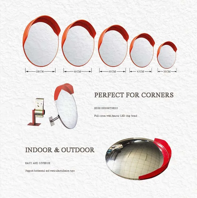 Outdoor Round Safety Polycarbonate Road Traffic Convex Corner Mirror ...