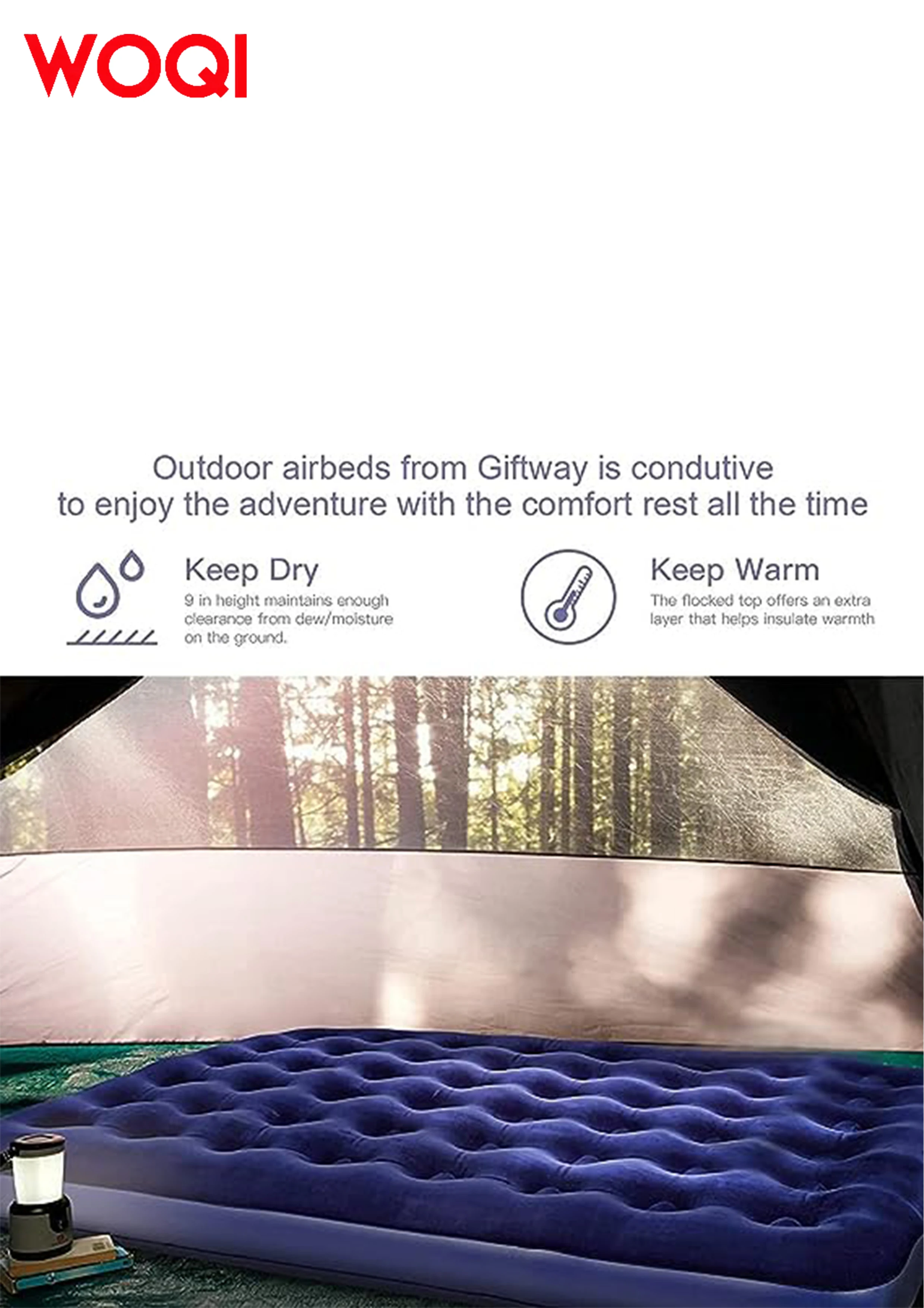 WOQI Camping Air Mattress Inflatable Air Bed - Inflatable Air ...