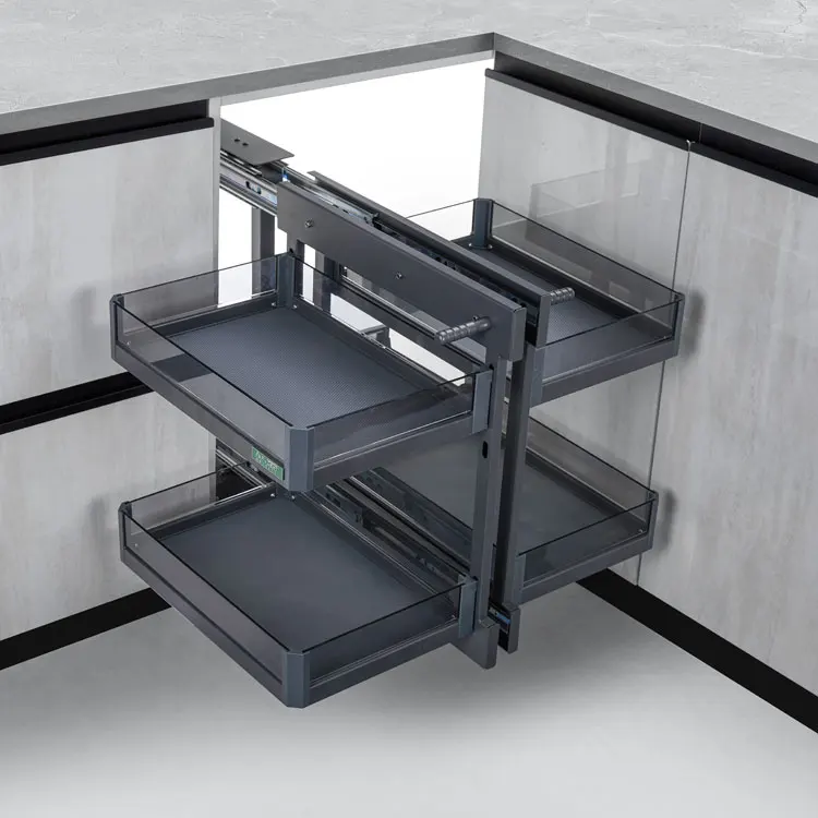 Full Pull-Out Magic Corner Baskets with Soft Closing Slides