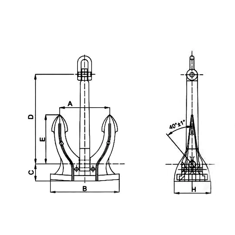 Alastin Heavy Duty Black Marine Stockless Anchor - 1001-3000kg
