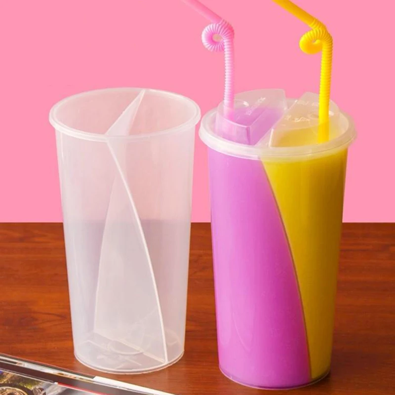 Double Enjoy Bubble Tea Cup Disposable Twins Split Lovers Share ...