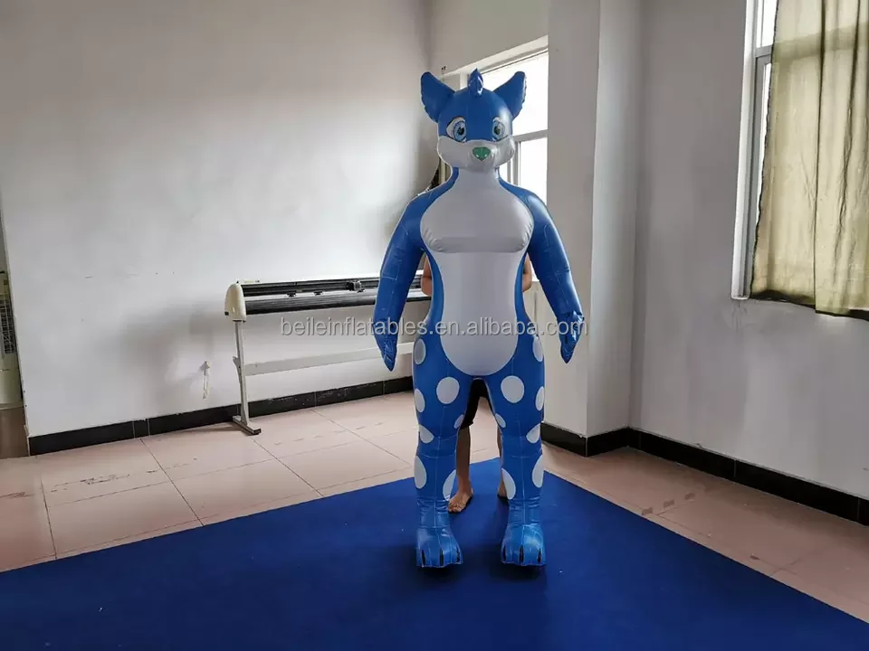 Newest Design Inflatable Cartoon PVC Inflatable Blue Fox Suit Advertising