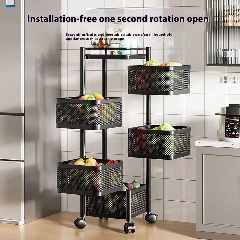 Rotating Kitchen Shelving Free Installation of Floor to Floor Multi ...