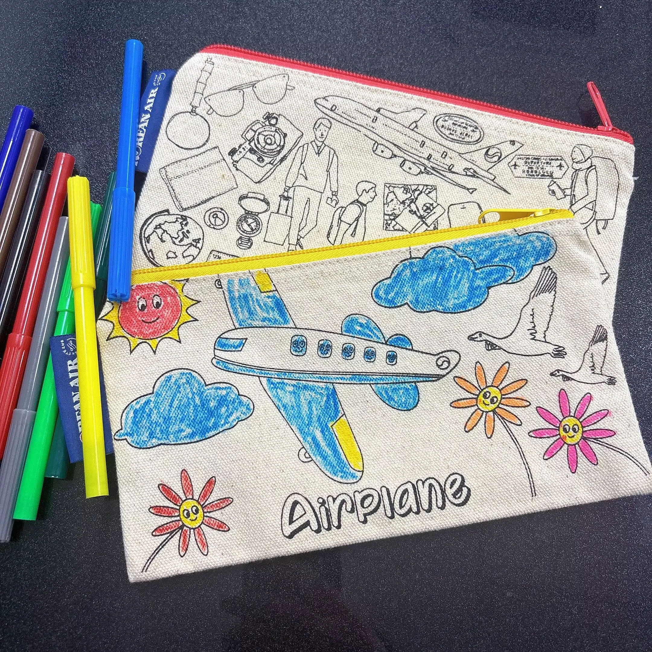Color Your Own DIY Coloring Pencil Case Canvas Pencil Zipper Pouch ...