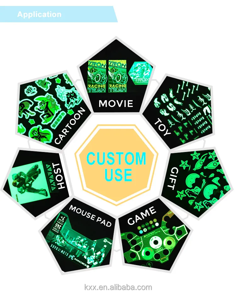 Custom Christmas Waterproof Glow Dark Sticker Pegatina Luminous Die Cut ...