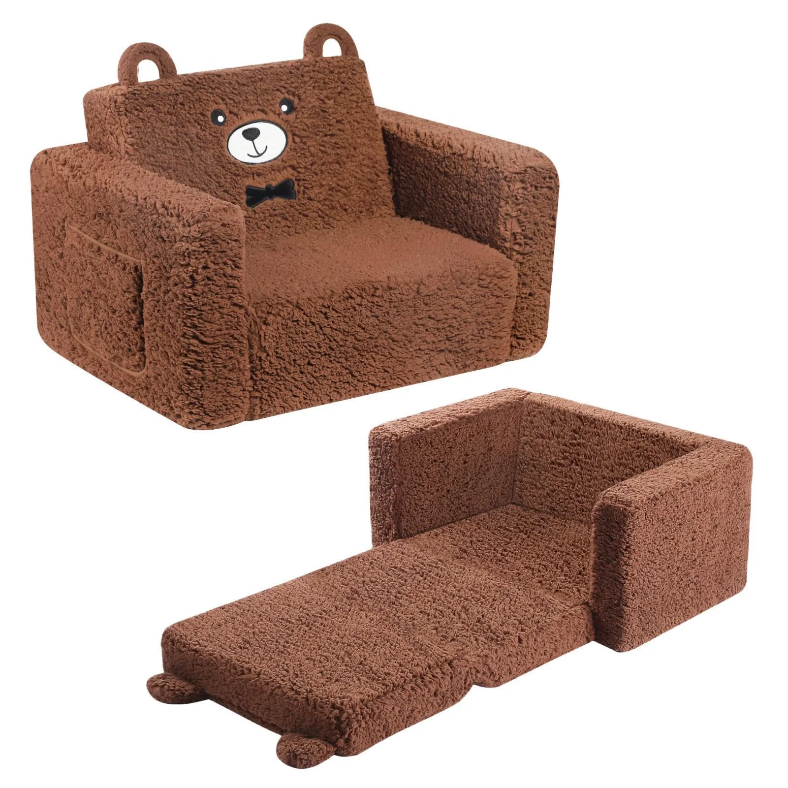 Snuggly Soft Sherpa Kids Recliner Chair Convertible Sofa Extra Wide ...