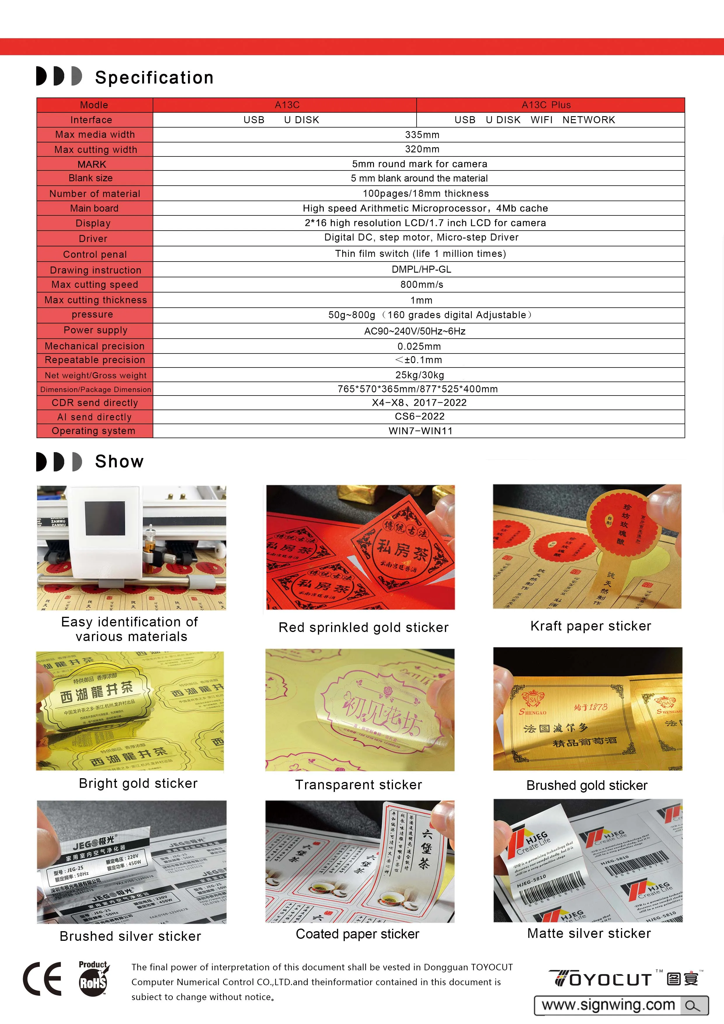 TOYOCUT A3+ Automatic Sheet Label Cutter/Auto Feeding Digital Cutting ...