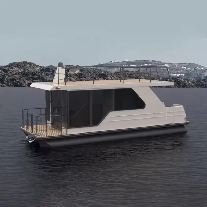 Luxury Party Pontoon Boat House Modern Steel Structure Floating House ...