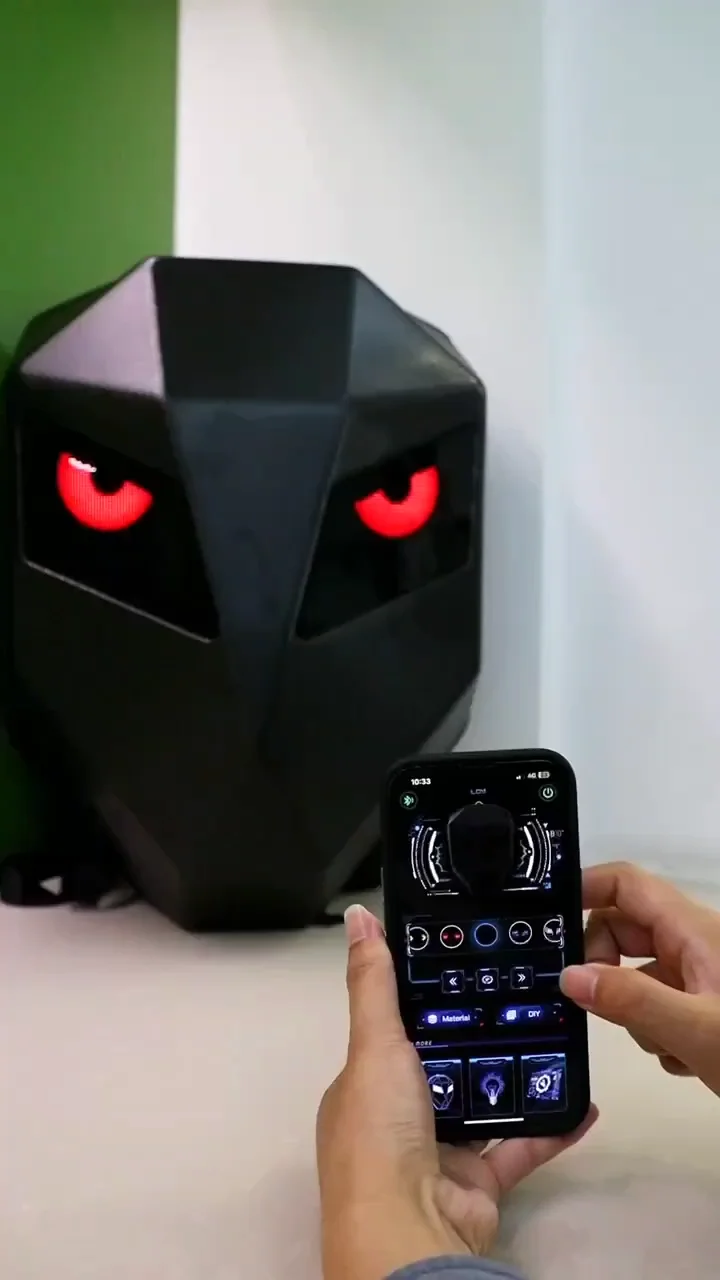 Motorcycle Led Screen Backpack Bag Waterproof Hard Shell With Usb Light ...