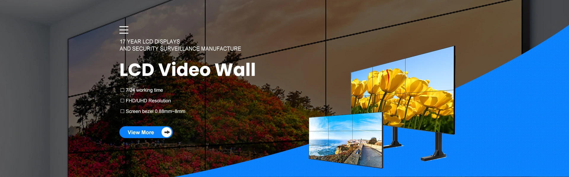 Indoor Lcd Video Wall Panel Matrix Splicing Screen Seamless 1.8mm 3.5mm ...