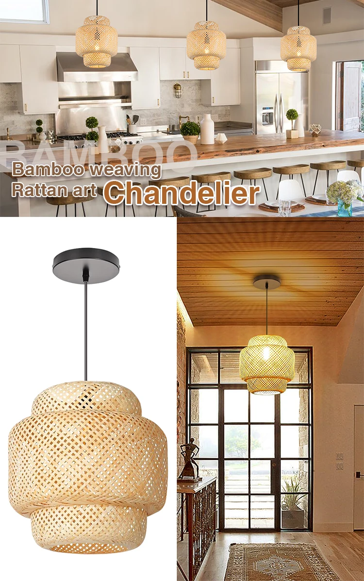 Custom Japanese Styles Living Room Hanging Lampshade Rattan Pendant ...
