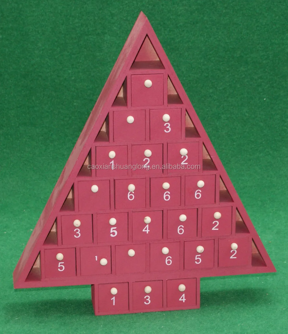 2014 New Design Custom Christmas Tree Shaped Wood Advent Calendar ...