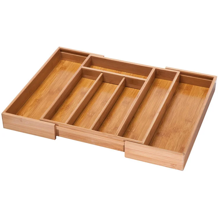Wood Bamboo Expandable Adjustable Kitchen Cutlery Tray Drawer Organizer ...