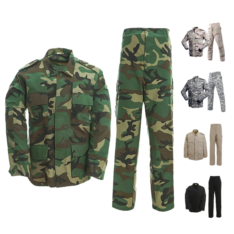 Camouflage BDU Combat Uniform Tactical Officer Clothing Durable Outdoor ...