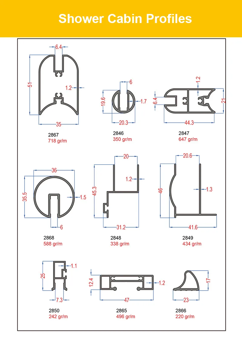 Custom 500+ Brightness Contemporary Aluminum Channels for Glass Shower ...
