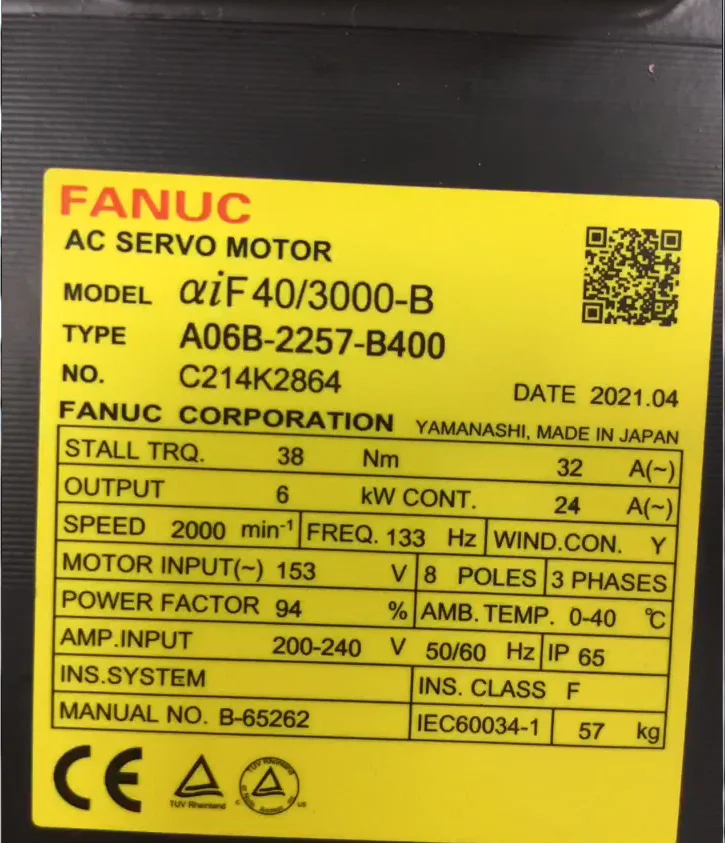 Fanuc Original Cnc Ac Servo Motor A06b-2257-b400 - Buy Ac Servo Motor A06b-2257-b400,Cnc Ac ...