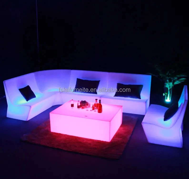 Led Light Up Modern Sectional Sofa Set Rgb Color Changing Illuminated ...