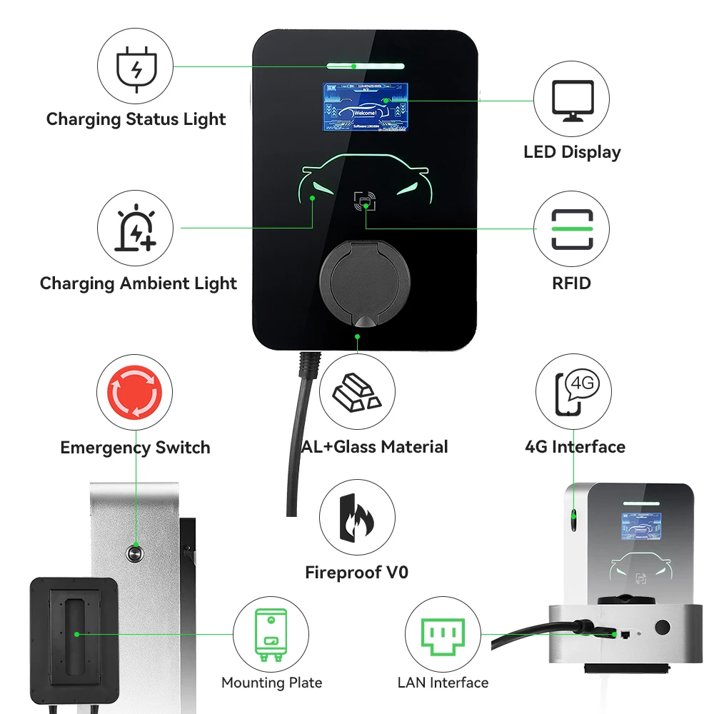 Customized 22kw 60a Ev Wall Charger Smart Evse Charger Ac Electric ...