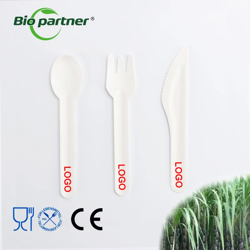 Customized Logo Compostable Sugarcane Bagasse Cutlery Disposable Pulp ...