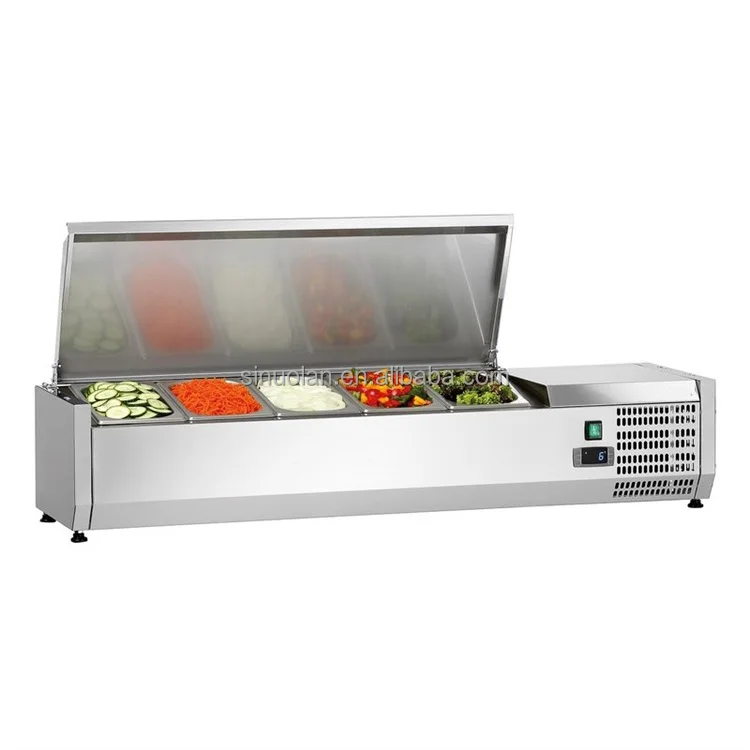 Commercial Countertop Stainless Steel Salad Chiller Display Prep Table ...