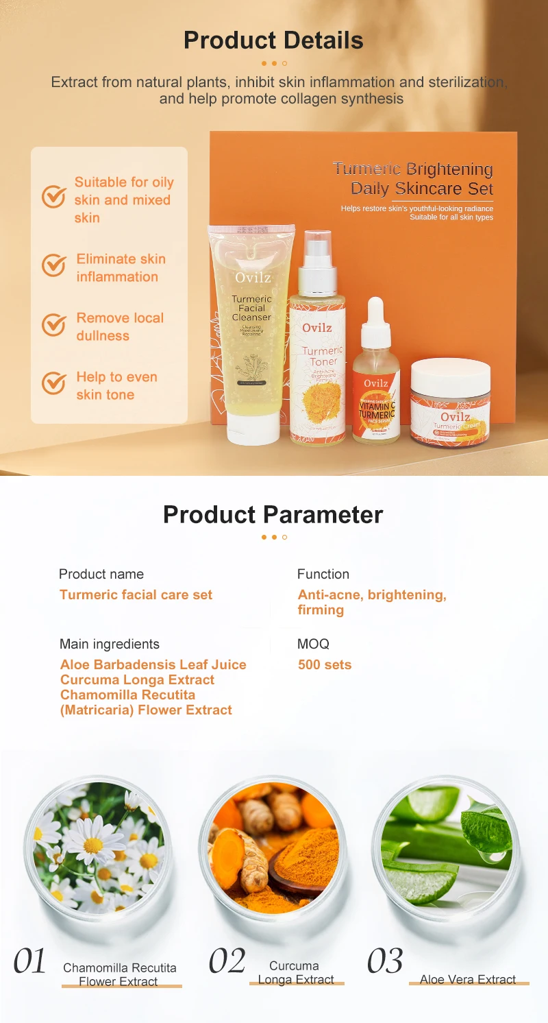 Oem Ovilz Turmeric Anti Acne Skin Care Set Whitening Beauty Acne