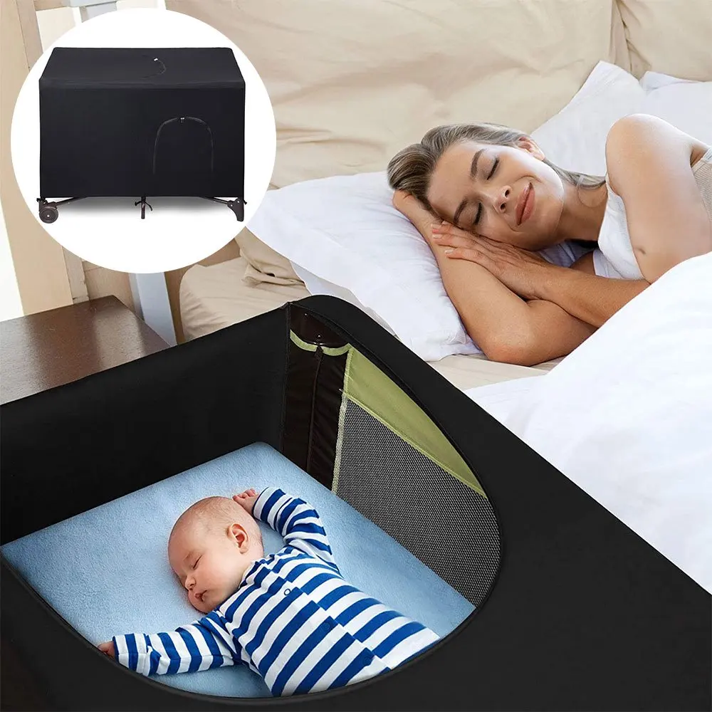 Crib Blackout Cover Infant Protective Barrier Portable Blackout Curtain ...