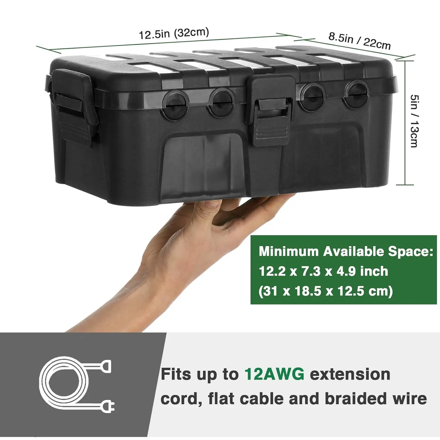 IP54 Waterproof Extension Cord Cover - Large Outdoor Electrical Box