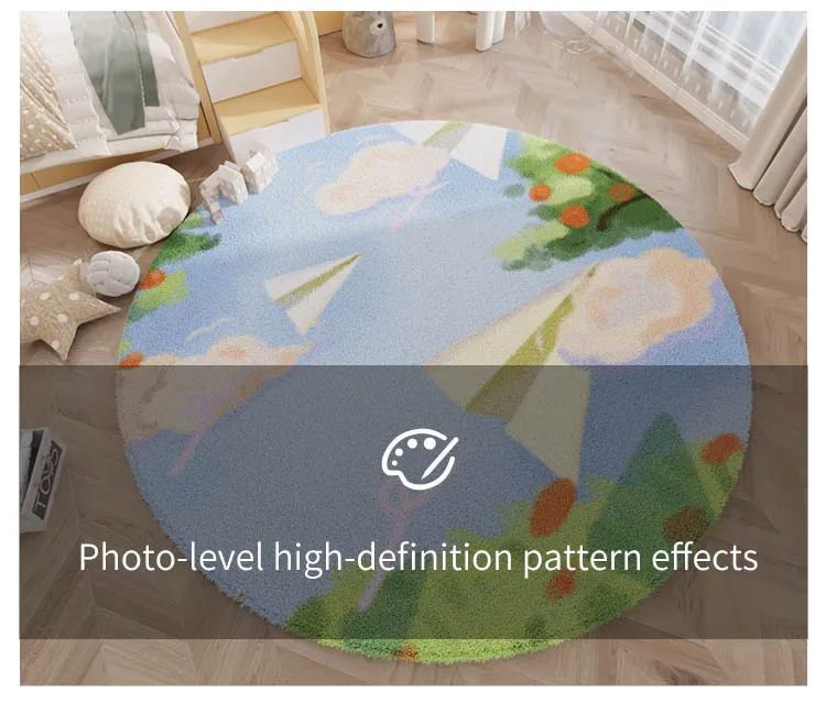 Cushioned Fluffy Game Cd Rug Round Mat Circle Carpet Round Black Rug ...